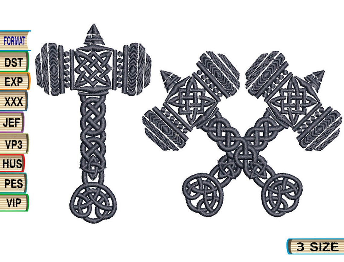 Celtic Viking Hammer Machine Embroidery Design File - Etsy