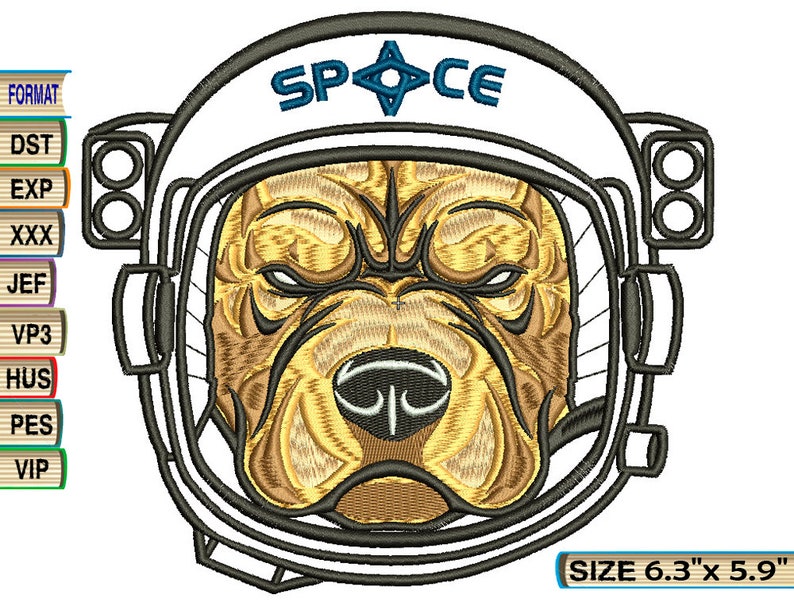 Dog Pit Bull Terrier Astronaut Helmet Machine Embroidery - Etsy