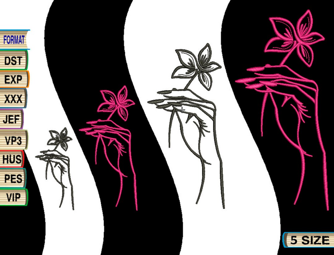 Woman Hand Holding Flower Machine Embroidery Design File - Etsy