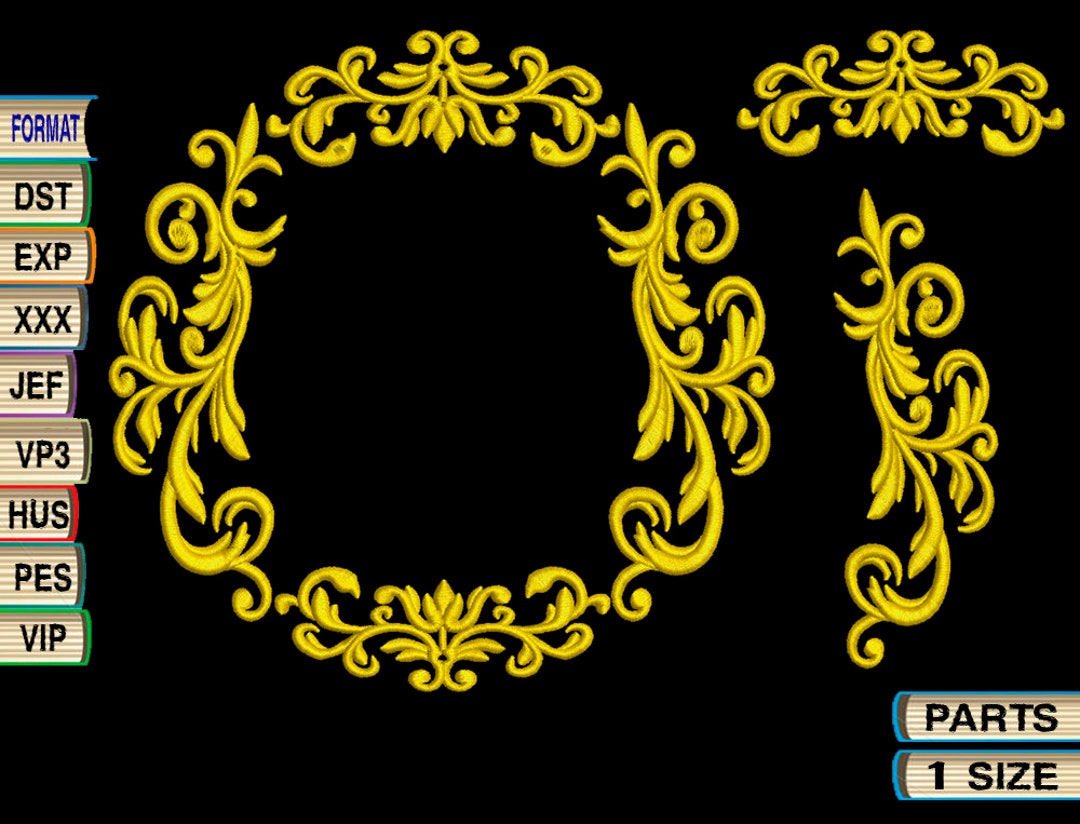 Border Frame Monogram Ornament Machine Embroidery Design File - Etsy