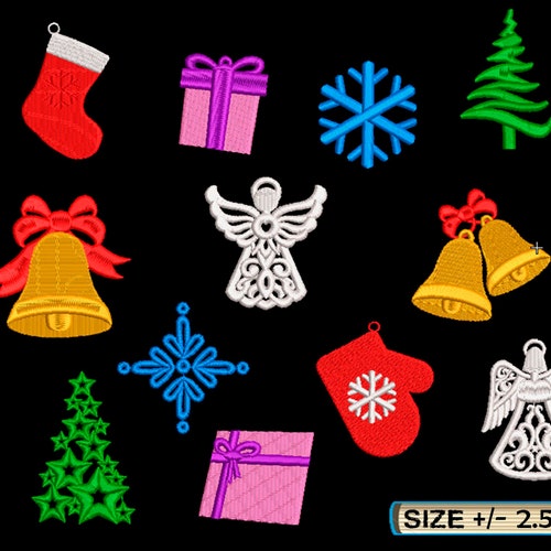 Mini Christmas Machine Embroidery Designs Pack 8 Designs | Etsy