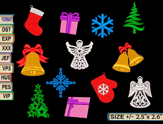 Set Christmas Mini Pack 12 Design Machine Embroidery File - Etsy