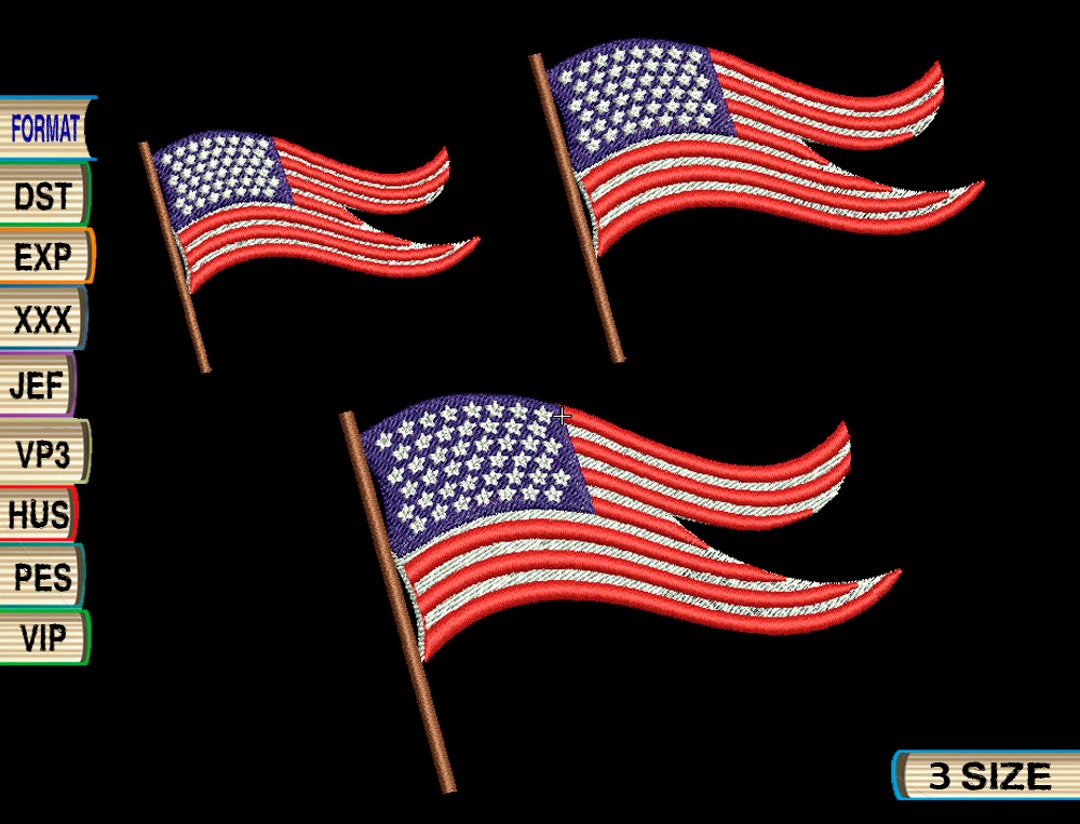 American Flag USA Machine Embroidery Design File - Etsy