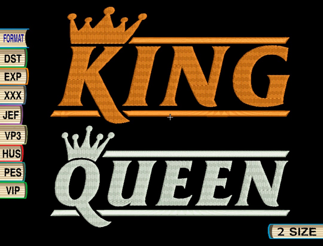 Lettering King Queen Crown Machine Embroidery Design File - Etsy