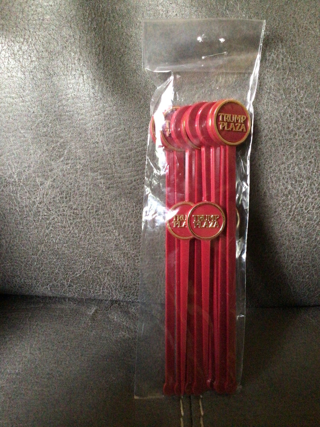Trump Plaza Swizzle Stick Drink Stirrer Burgundy Plastic Gold Trim 8 - Etsy