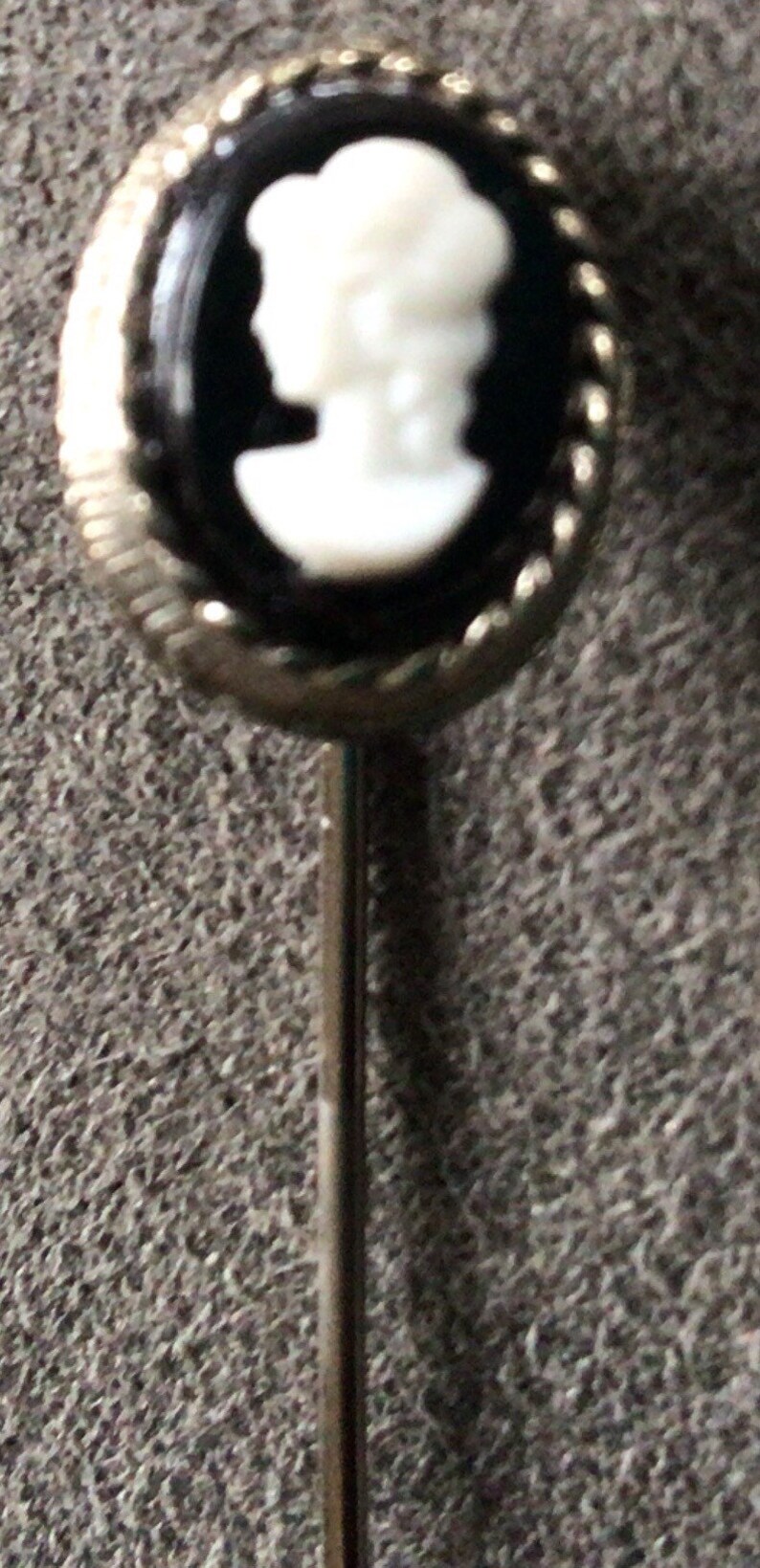Vintage Cameo Silver Tone Stick Pin Etsy