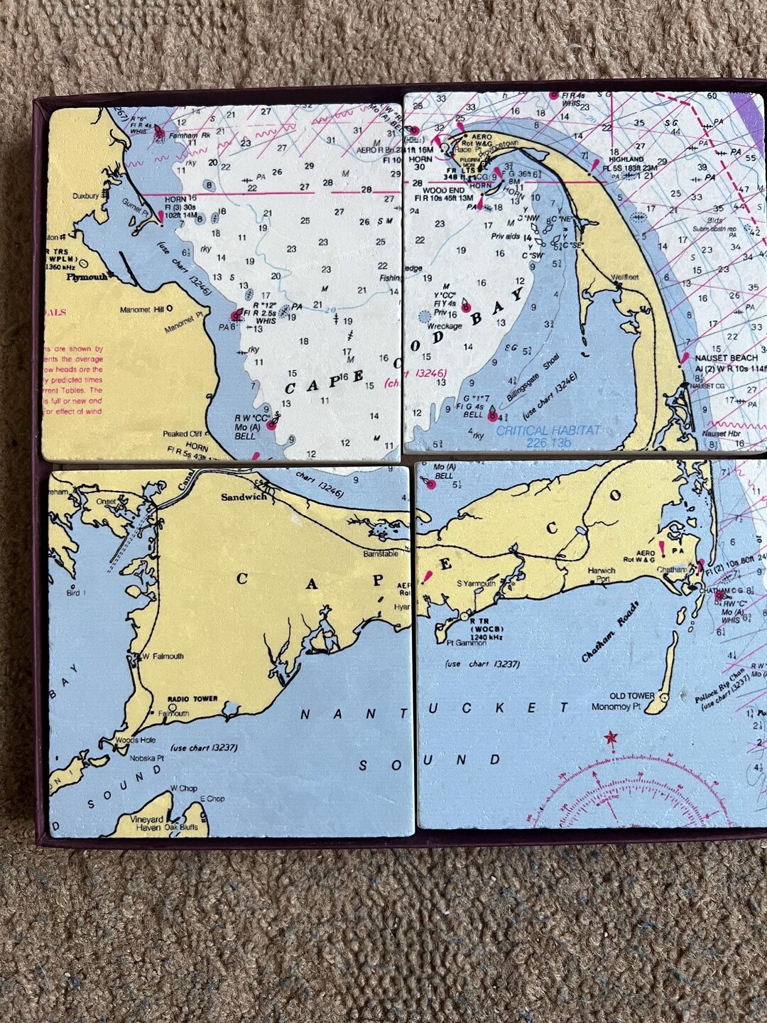 Cape Cod Map Coaster Set in Box - Etsy