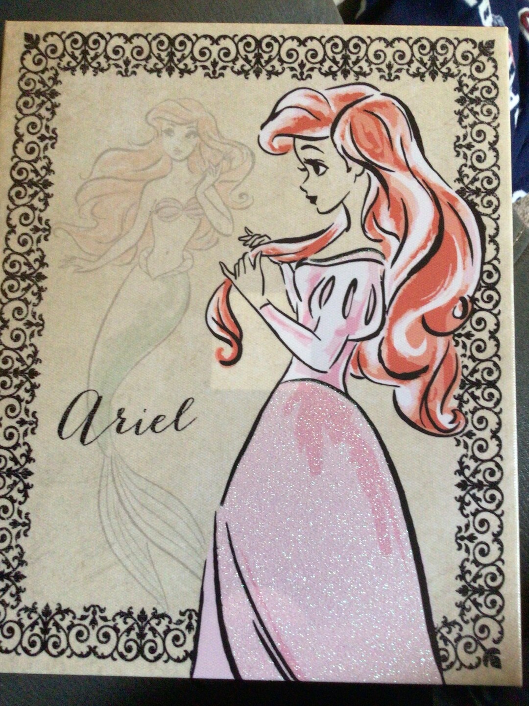 Disney Princess ARIEL Canvas Print 8 X 10 Glitter on Dress - Etsy