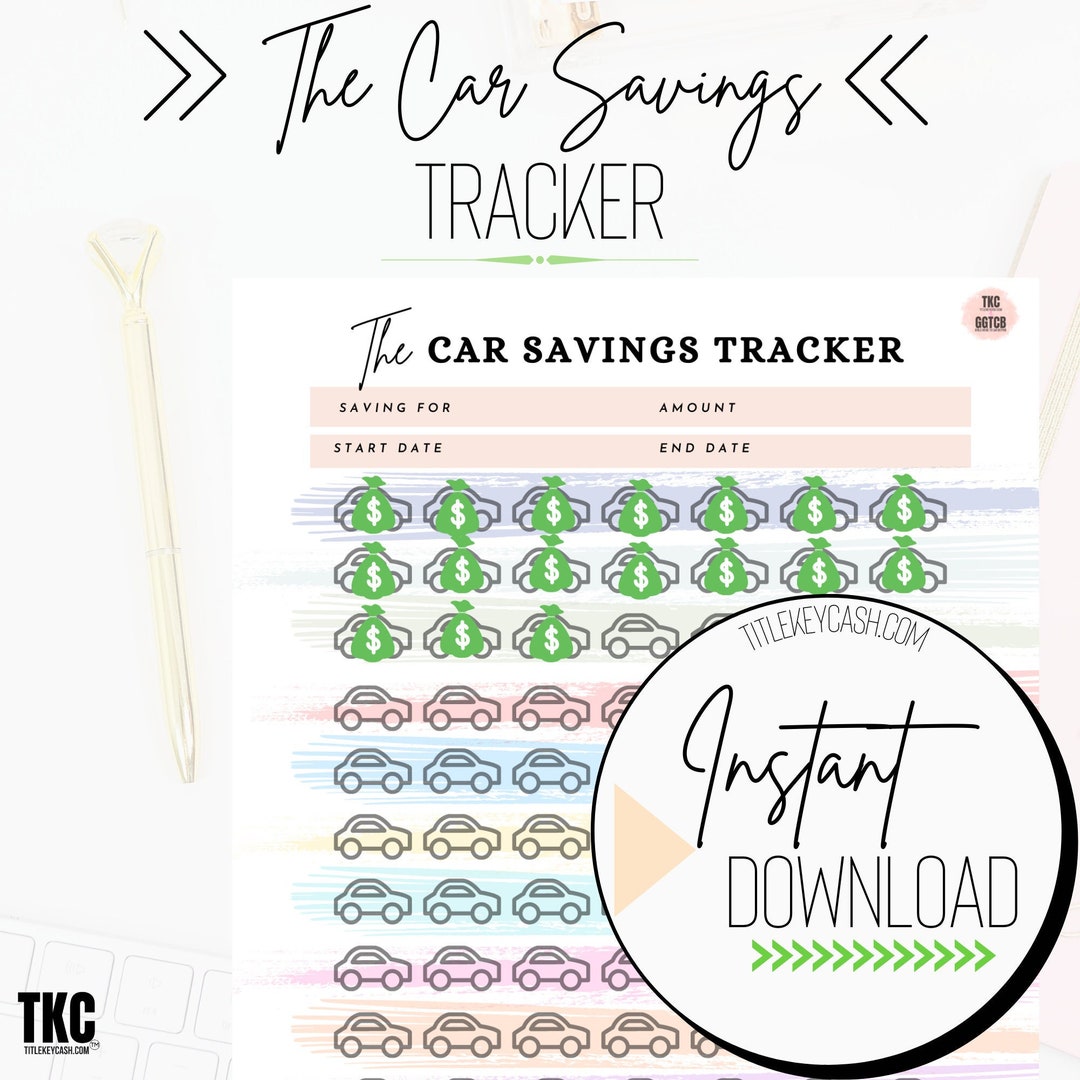 Car Savings Tracker | Down Payment Savings Tracker | Car Savings ...