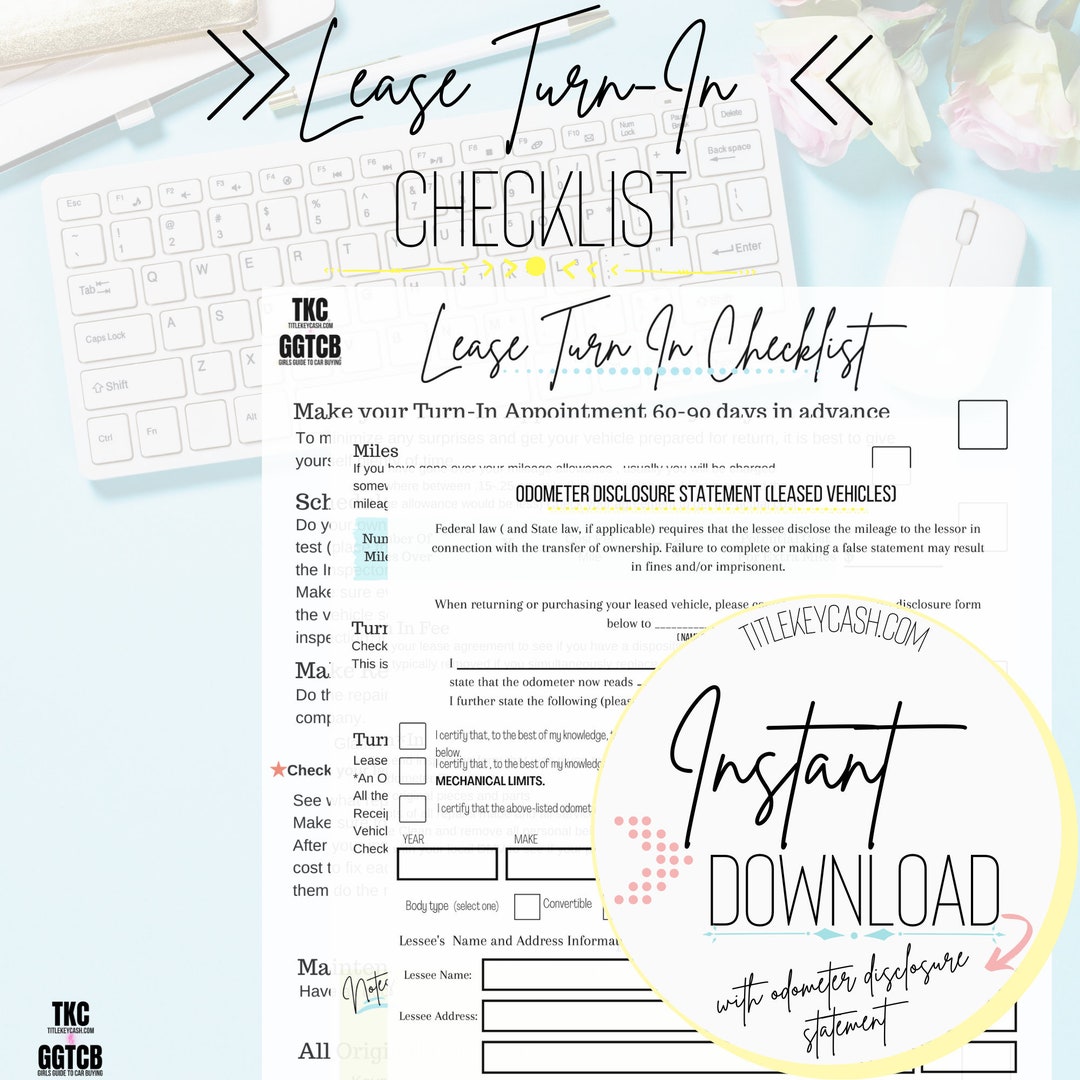 Car Lease Turn- in Checklist With Odometer Disclosure Statement | Car ...