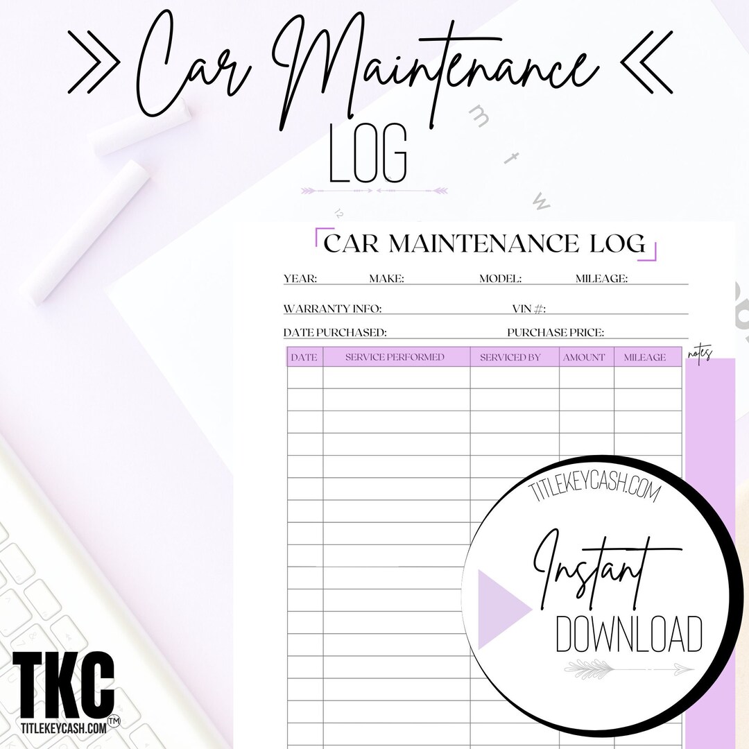 Vehicle Maintenance Log - Vehicle Service Tracker - Vehicle Repair ...