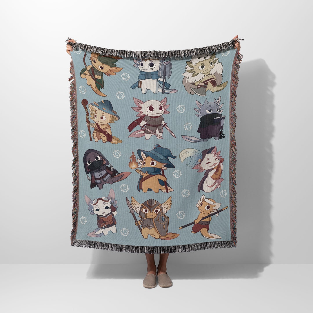 Adventuring Axolotls Woven Blanket | Tabletop Rpg Blanket | Nerdy ...