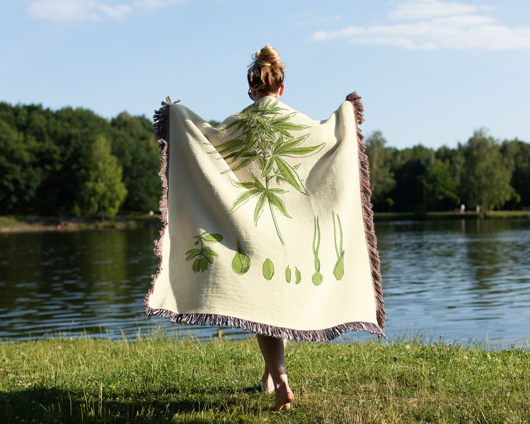 Cannabis Plant Woven Blanket | Weed Blanket | Woven Blanket | Woven ...