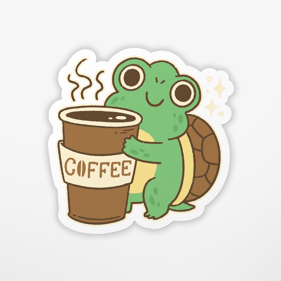 Coffee Turtle Sticker | Turtle Sticker | Vinyl Sticker | Water Bottle ...