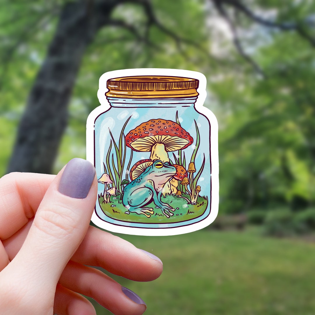 Frog in Mason Jar Sticker | Frog Lover Sticker | Vinyl Sticker | Laptop ...