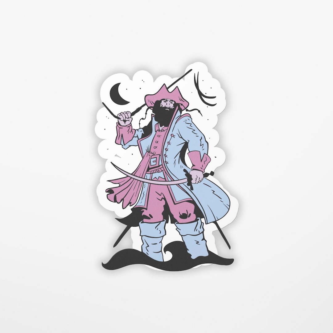 Bearded Pirate Sticker | Pirate Sticker | Vinyl Sticker | Water Bottle ...