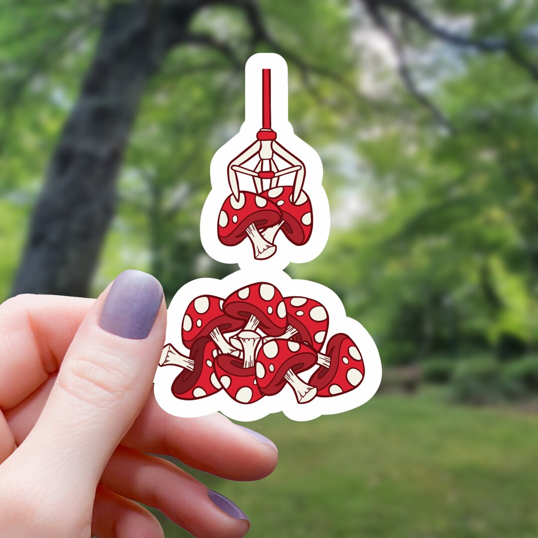 Mushroom Crane Machine Sticker | Mushroom Sticker | Water Bottle ...