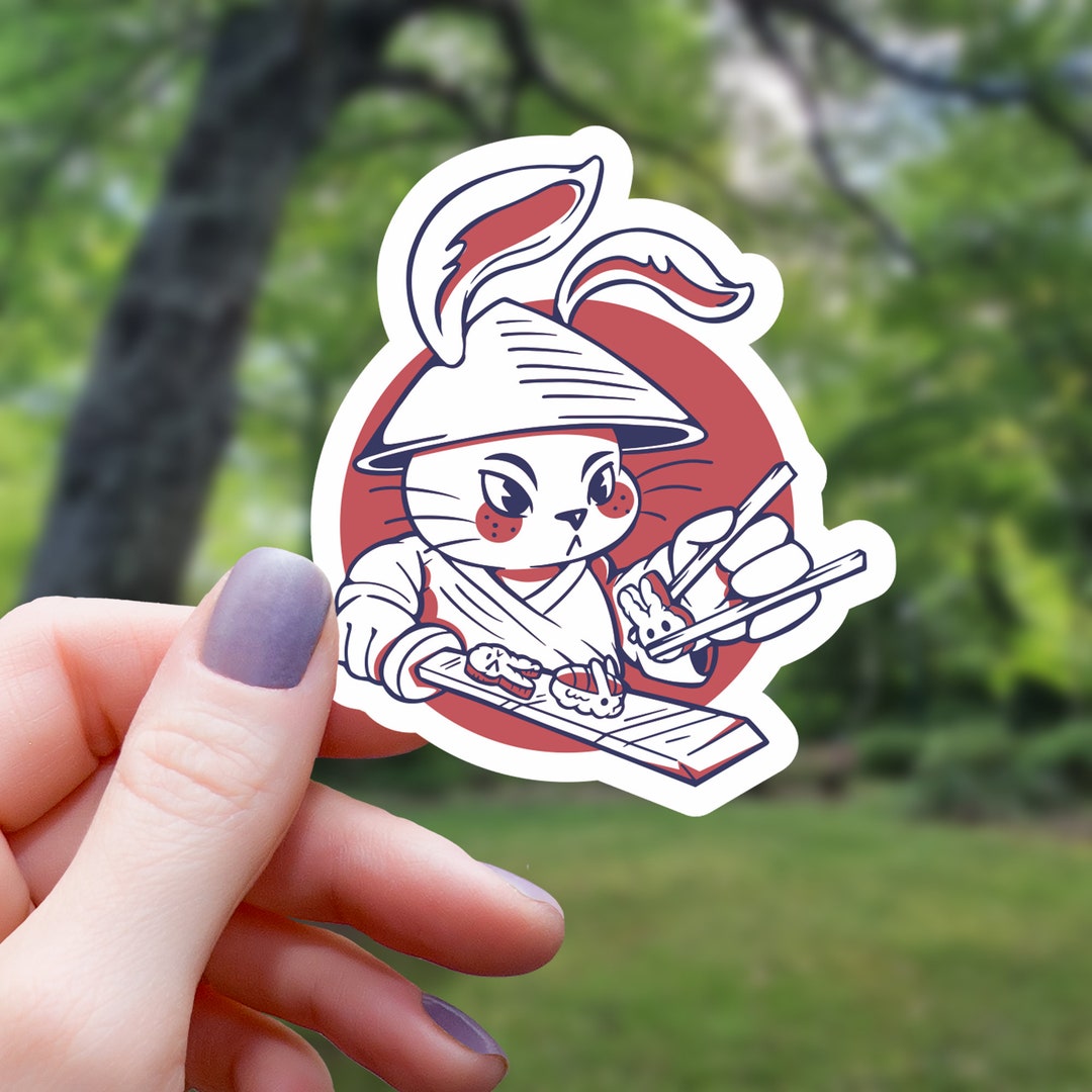 Sushi Rabbit Sticker | Rabbi Sticker | Water Bottle Sticker | Laptop ...