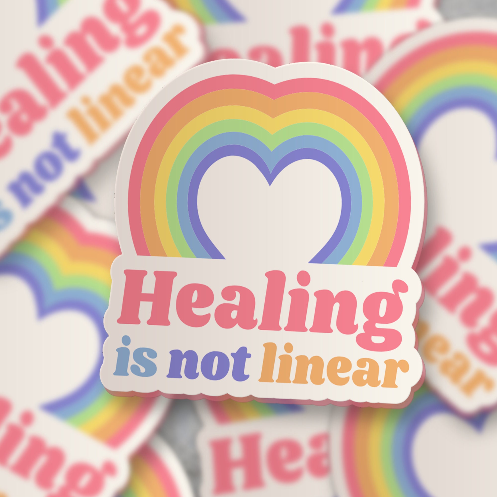 Healing is Not Linear Sticker Rainbow Sticker Cute Sticker | Etsy