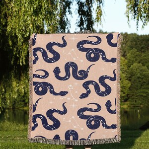 Snake Constellations Woven Blanket | Astrology Blanket | Cotton Woven ...