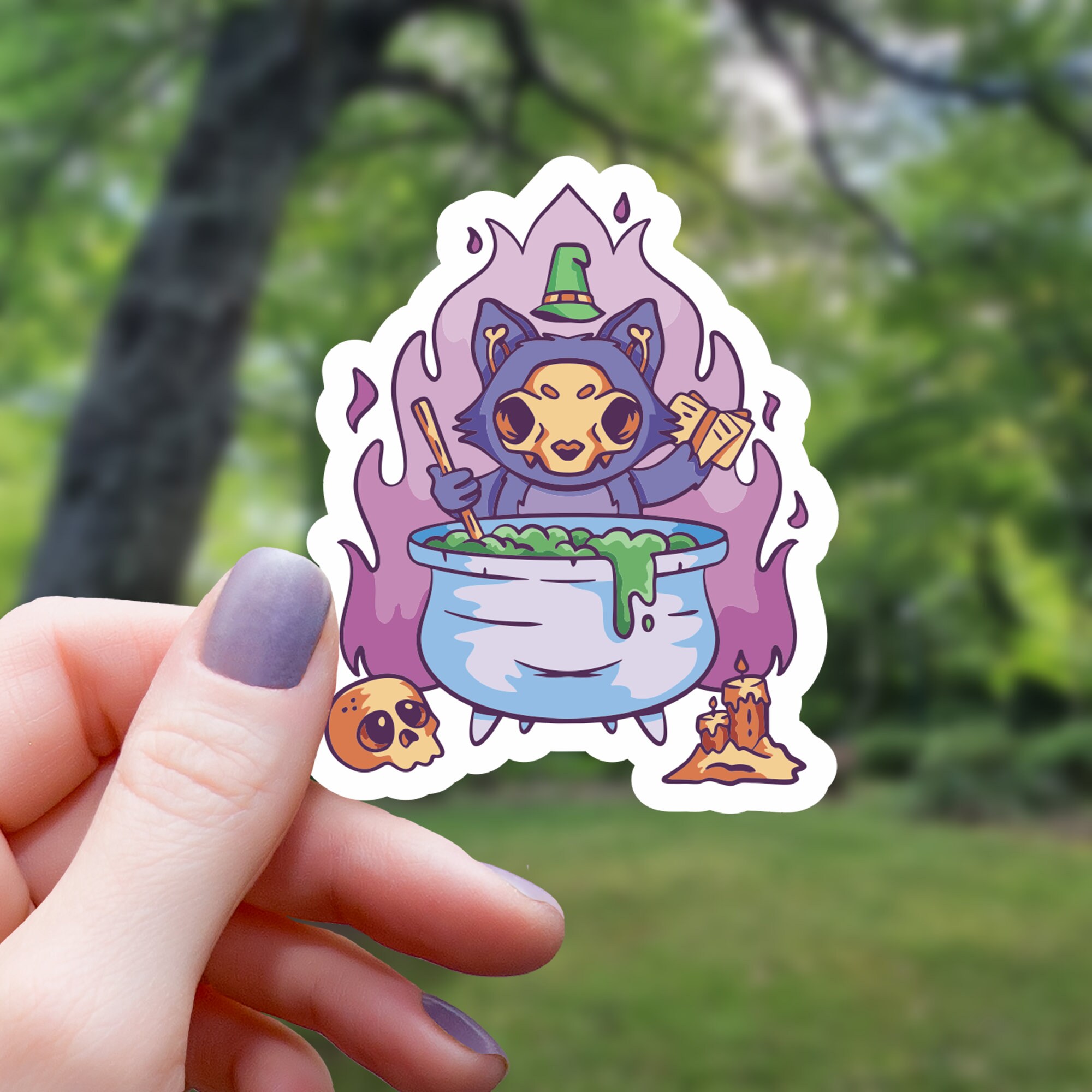 Cat Necromancer Sticker | Cat Sticker | Vinyl Sticker | Laptop Sticker ...