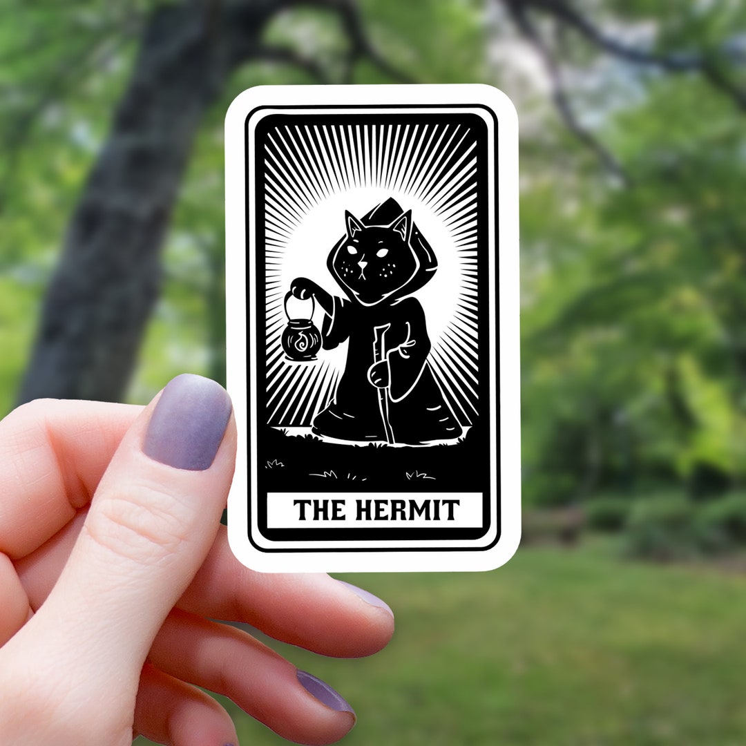 The Hermit Cat Tarot Sticker | Tarot Card Inspired Sticker | Water ...