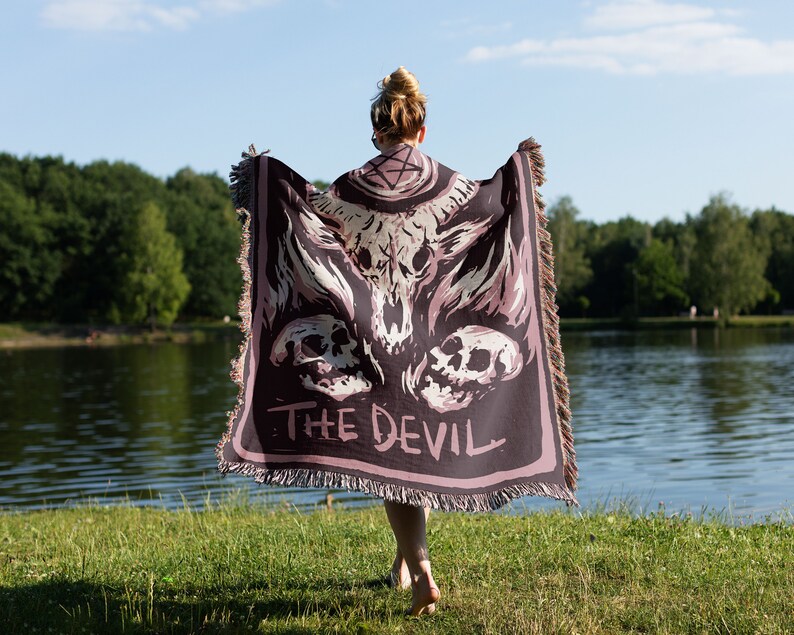 The Devil Pink Tarot Woven Blanket Cotton Woven Blanket - Etsy