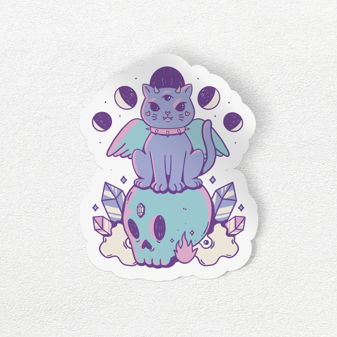 Pastel Goth Cat Sticker | Cat Sticker | Goth Stickker | Waterproof ...