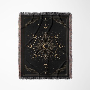 Moon Tarot Woven Blanket | Moon Woven Blanket | Cotton Woven Blanket ...