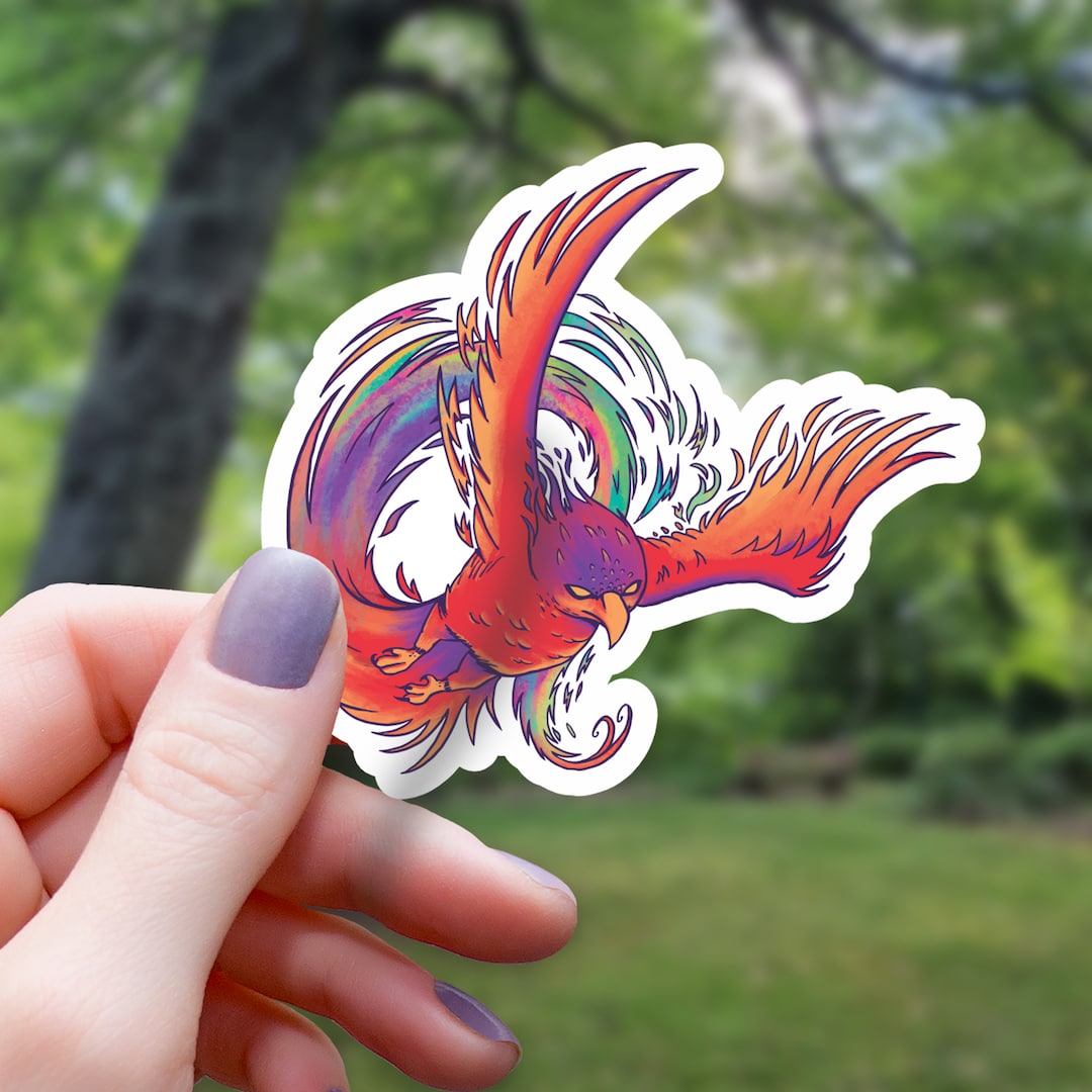 Phoenix Bird Sticker | Mutlicolor Bird Sticker | Water Bottle Sticker ...