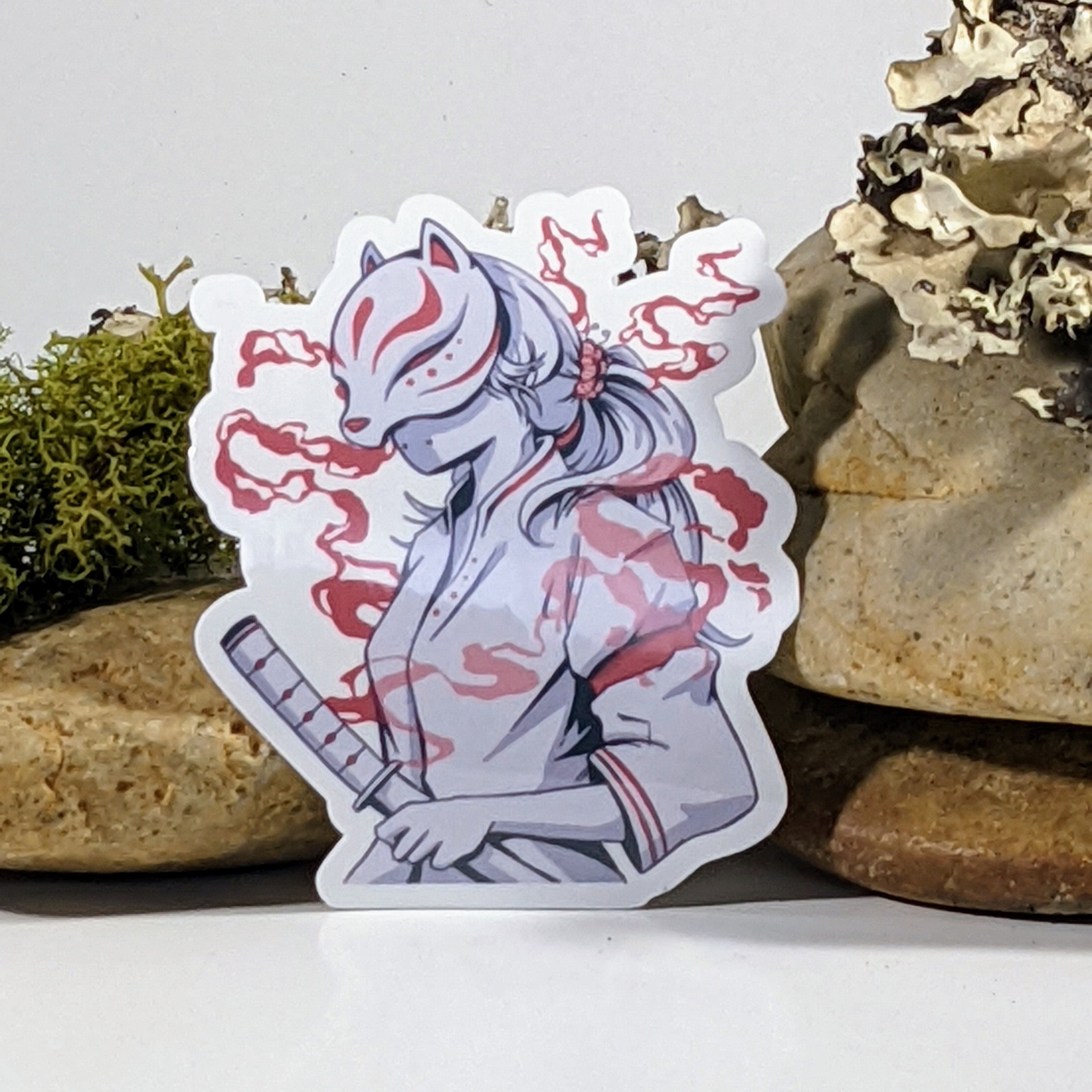 Kitsune Samurai Sticker | Kitsune Sticker | Samurai Sticker ...