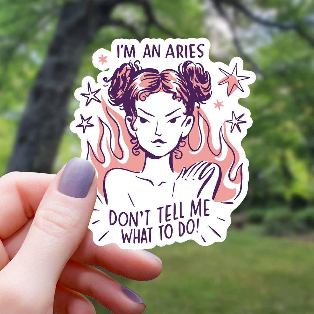 Aries Anime Girl Sticker | Zodiac Sign Sticker | Water Bottle Sticker ...