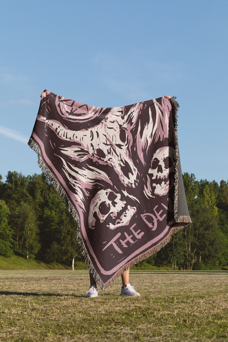 The Devil Pink Tarot Woven Blanket Cotton Woven Blanket - Etsy