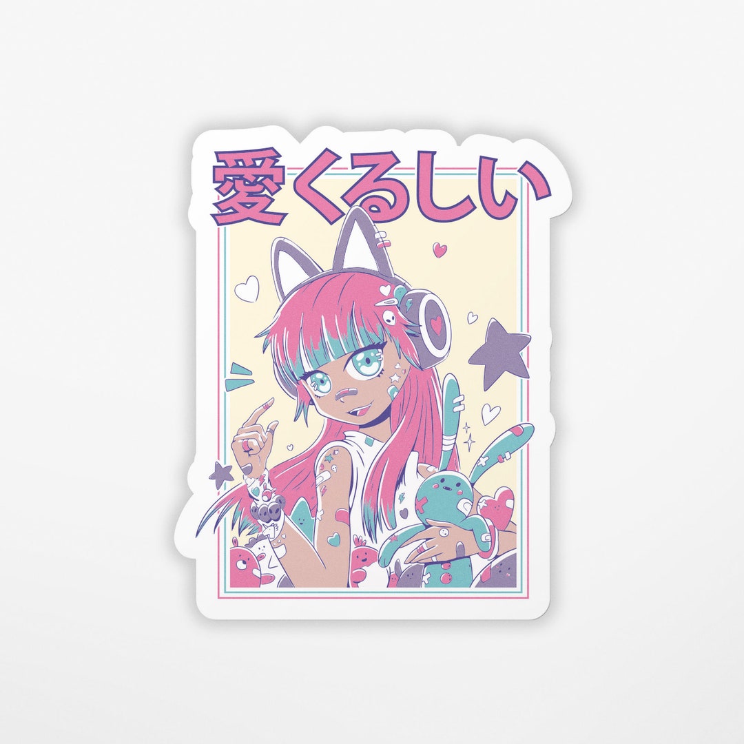 Candycore Girl With Stuffed Animal Sticker | Vinyl Sticker | Water ...