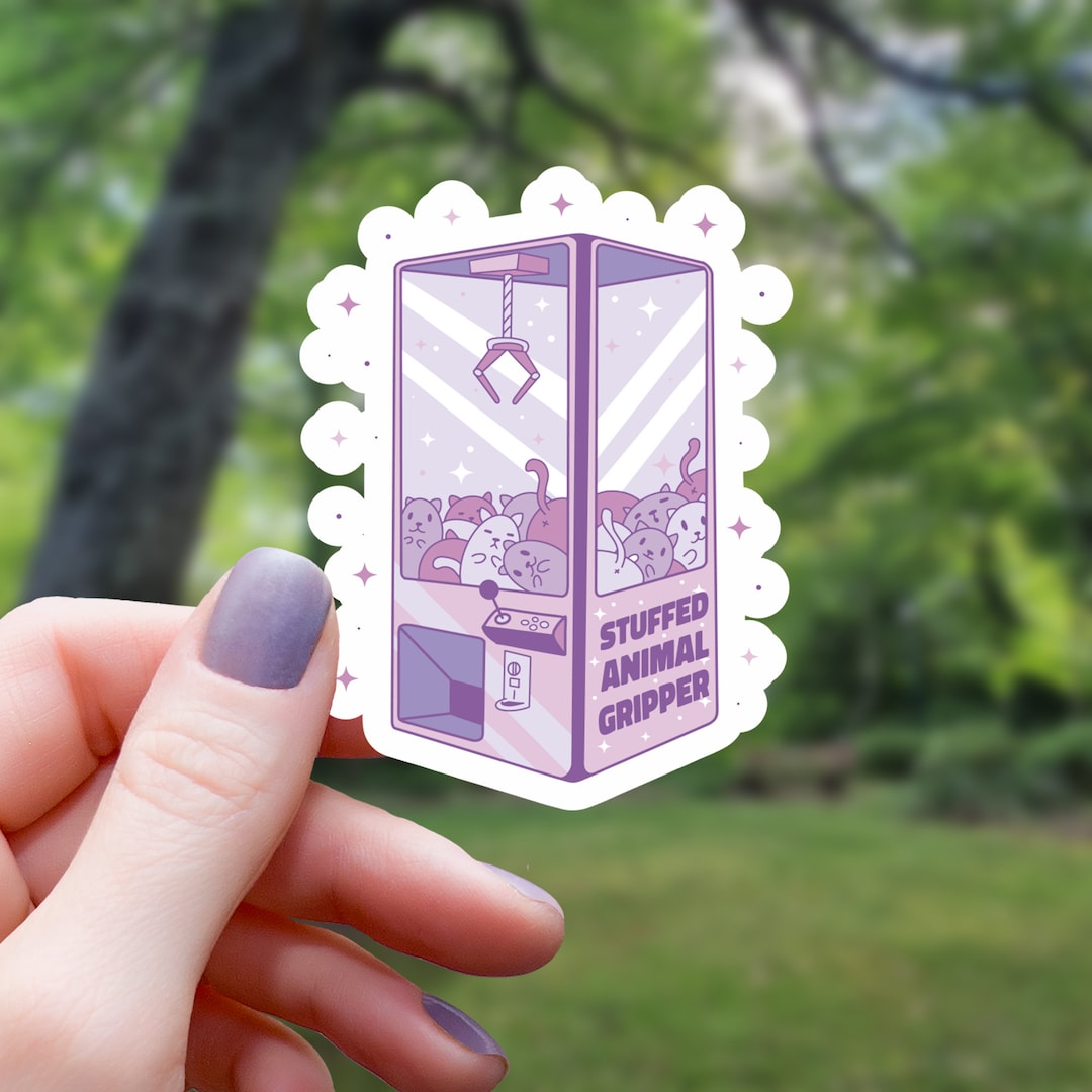 Stuffed Animal Gripper Sticker | Cat Sticker | Vinyl Sticker | Laptop ...