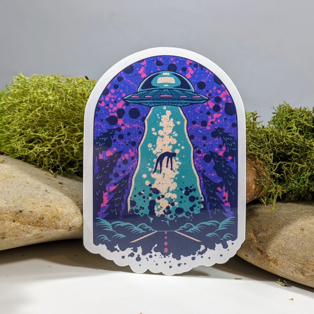 Trippy Alien Abduction Waterproof Sticker | Alien Sticker | Trippy ...
