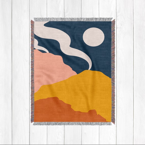 Abstract Volcano Woven Blanket Woven Throw Blanket Art | Etsy