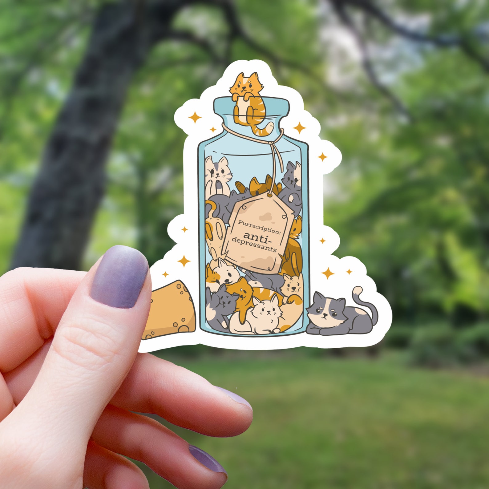 Cat Anti Depressants Cat Sticker Vinyl Sticker Laptop - Etsy