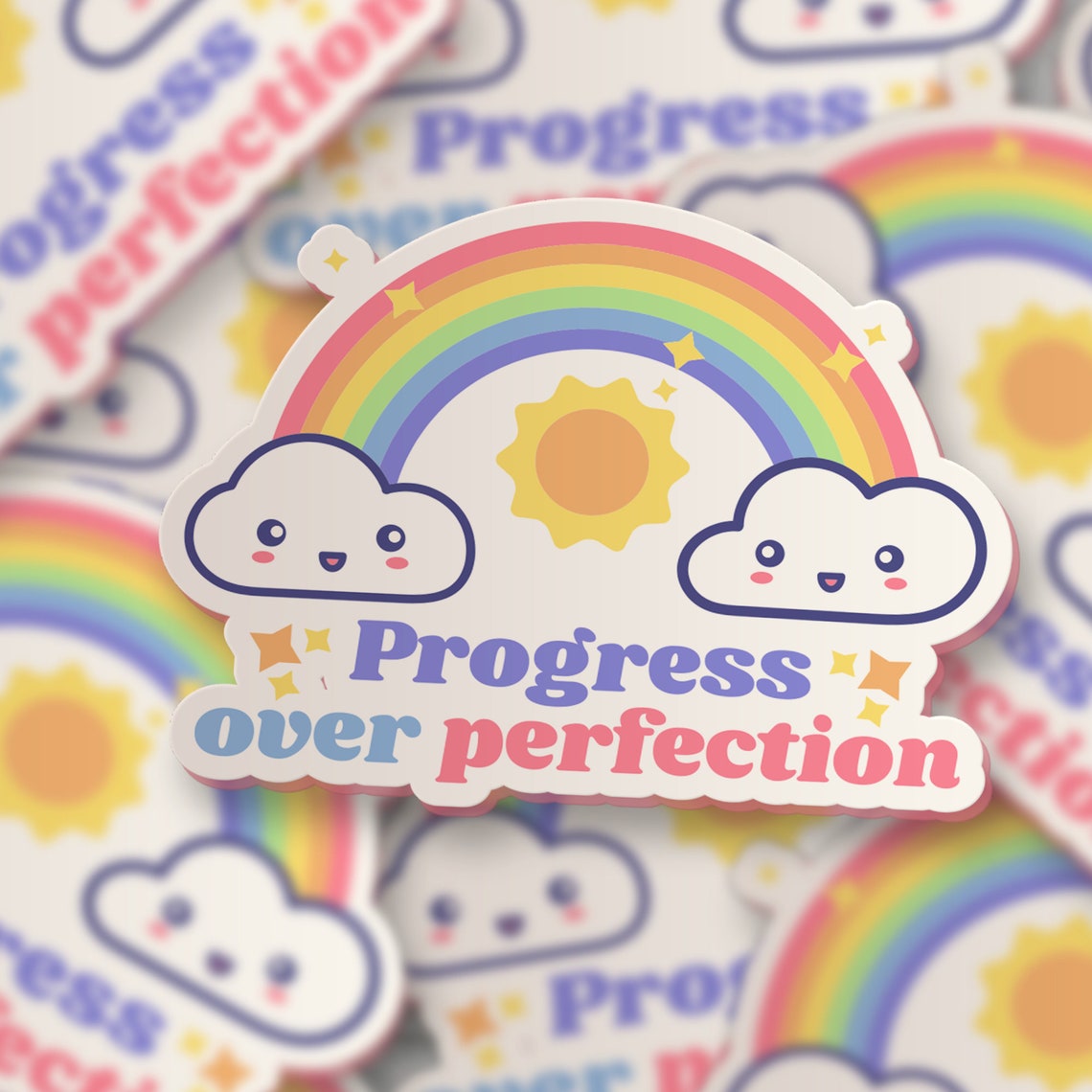 Progress Over Perfection Sticker Rainbow Sticker Progresss - Etsy