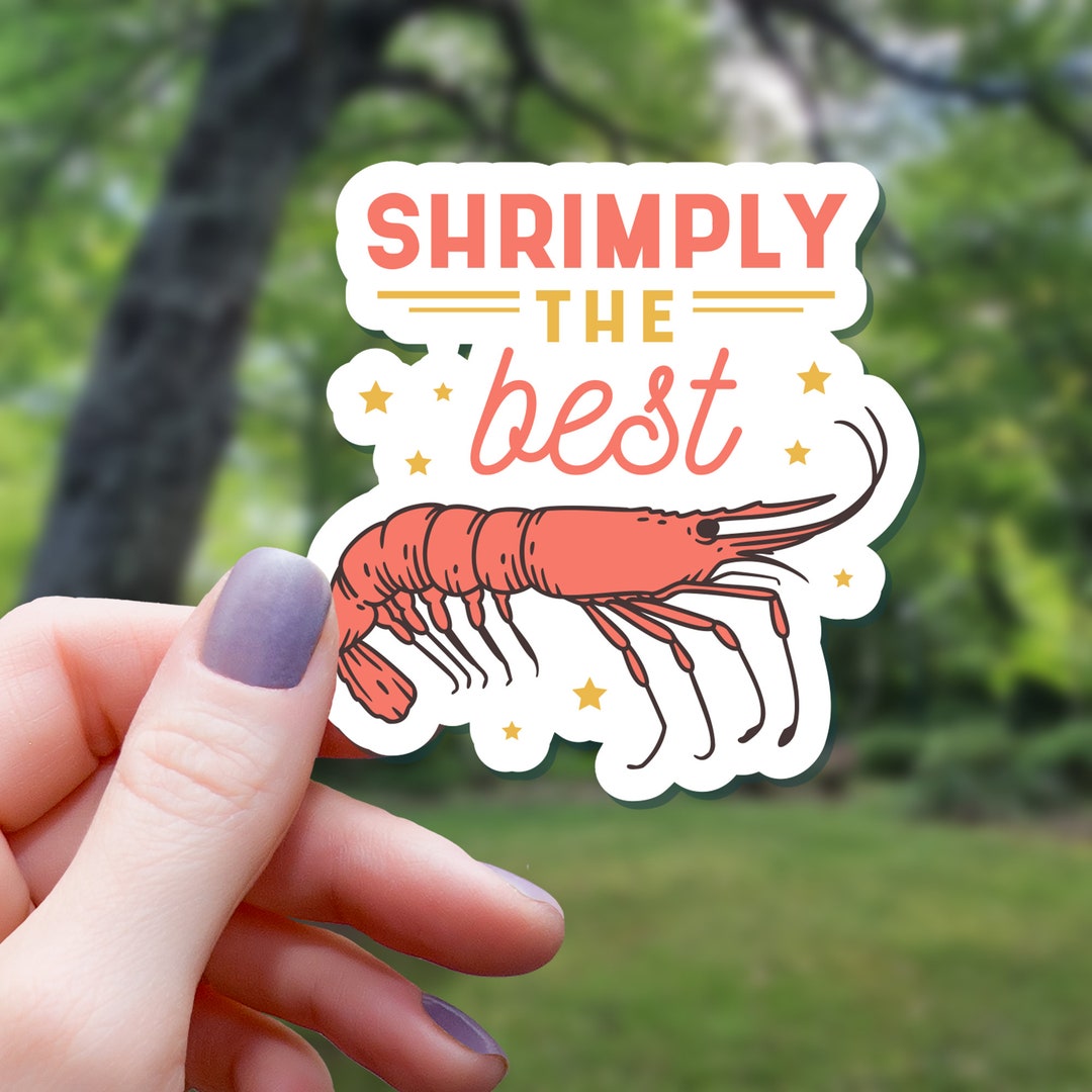 Shrimply the Best Sticker | Funny Pun Sticker | Water Bottle Sticker ...