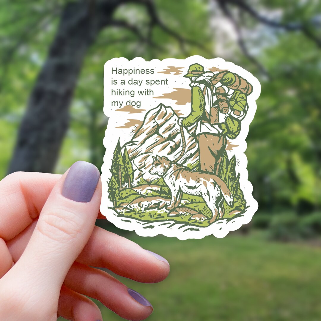 Happiness is Hiking With Your Dog Sticker | Adventure Sticker | Water ...