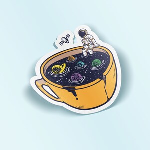 Astronaut Coffee Sticker Coffee Sticker Vinyl Sticker - Etsy