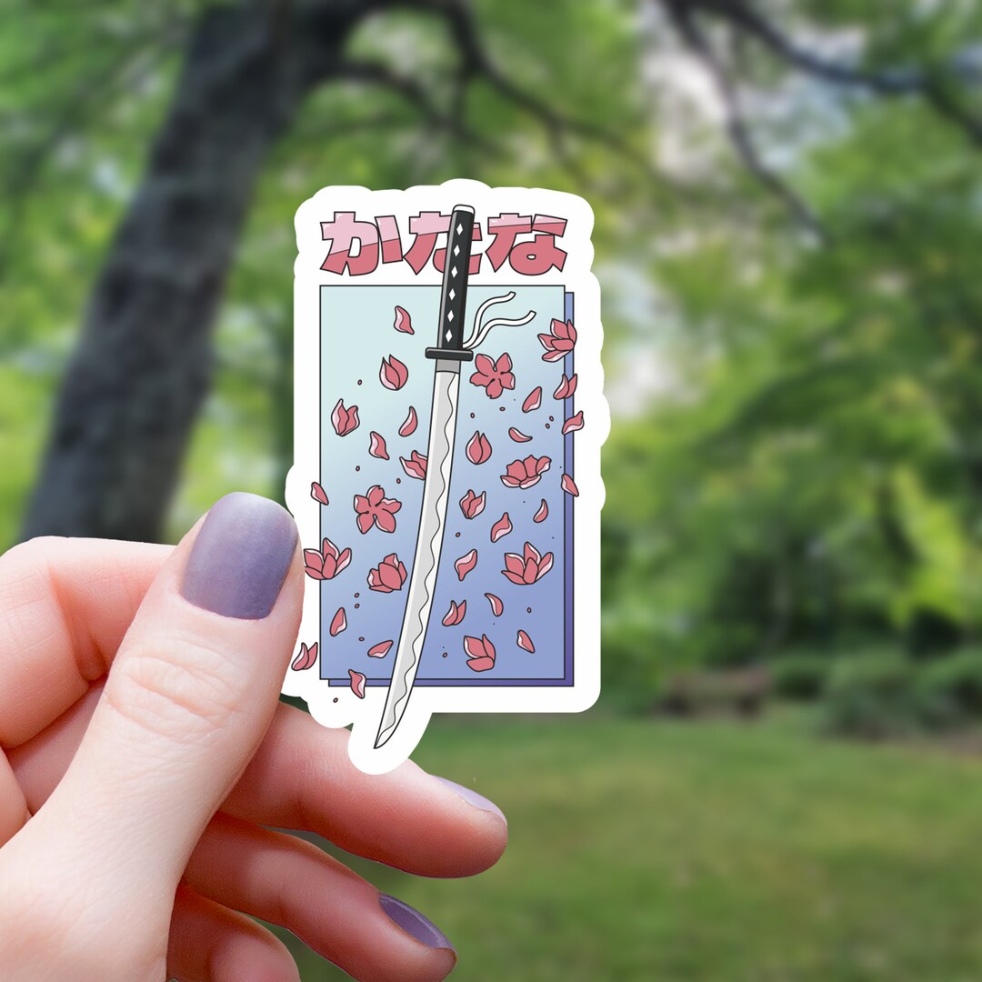 Sakura Blossom Katana Sticker Japanese Sticker Vinyl Sticker Laptop ...