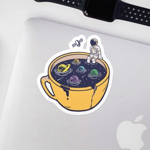 Astronaut Coffee Sticker Coffee Sticker Vinyl Sticker - Etsy