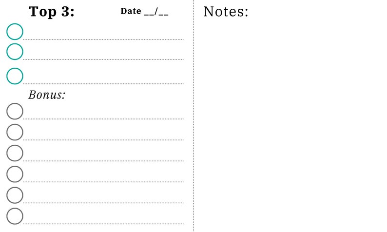 Daily 3x5 Card - Simplify Your Productivity - Etsy