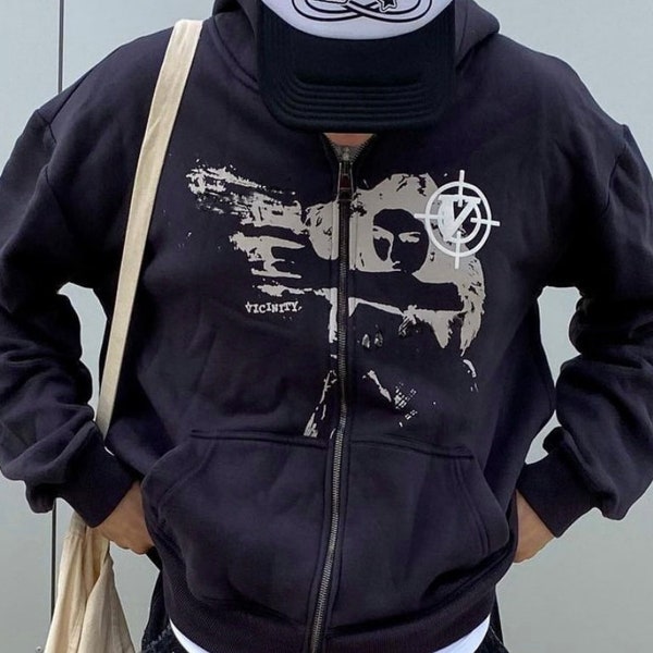 Y2k Star Patch Zip up Hoodie - Etsy