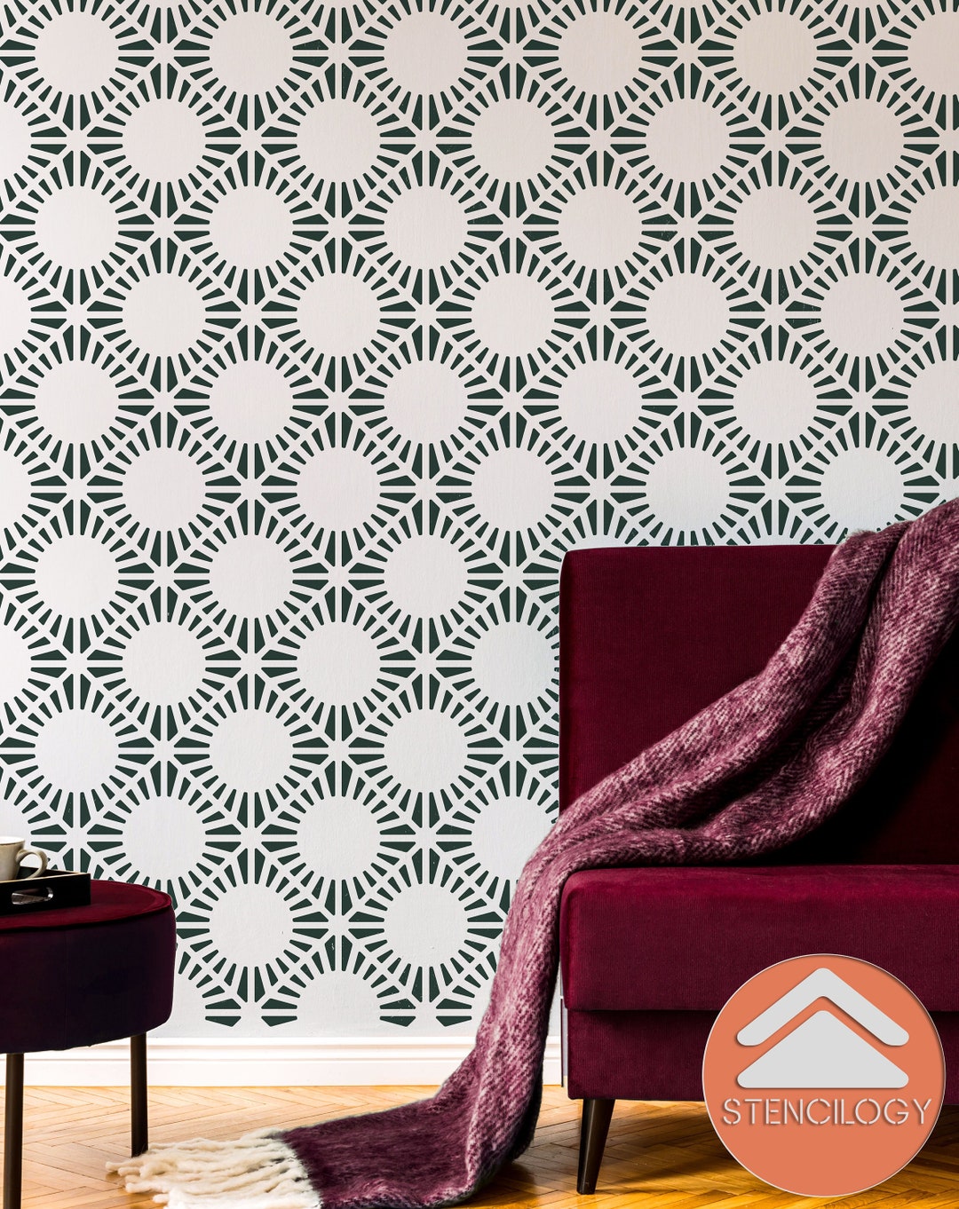 ARNO - Large Wall Stencil Pattern / Wall Stencils for Painting ...