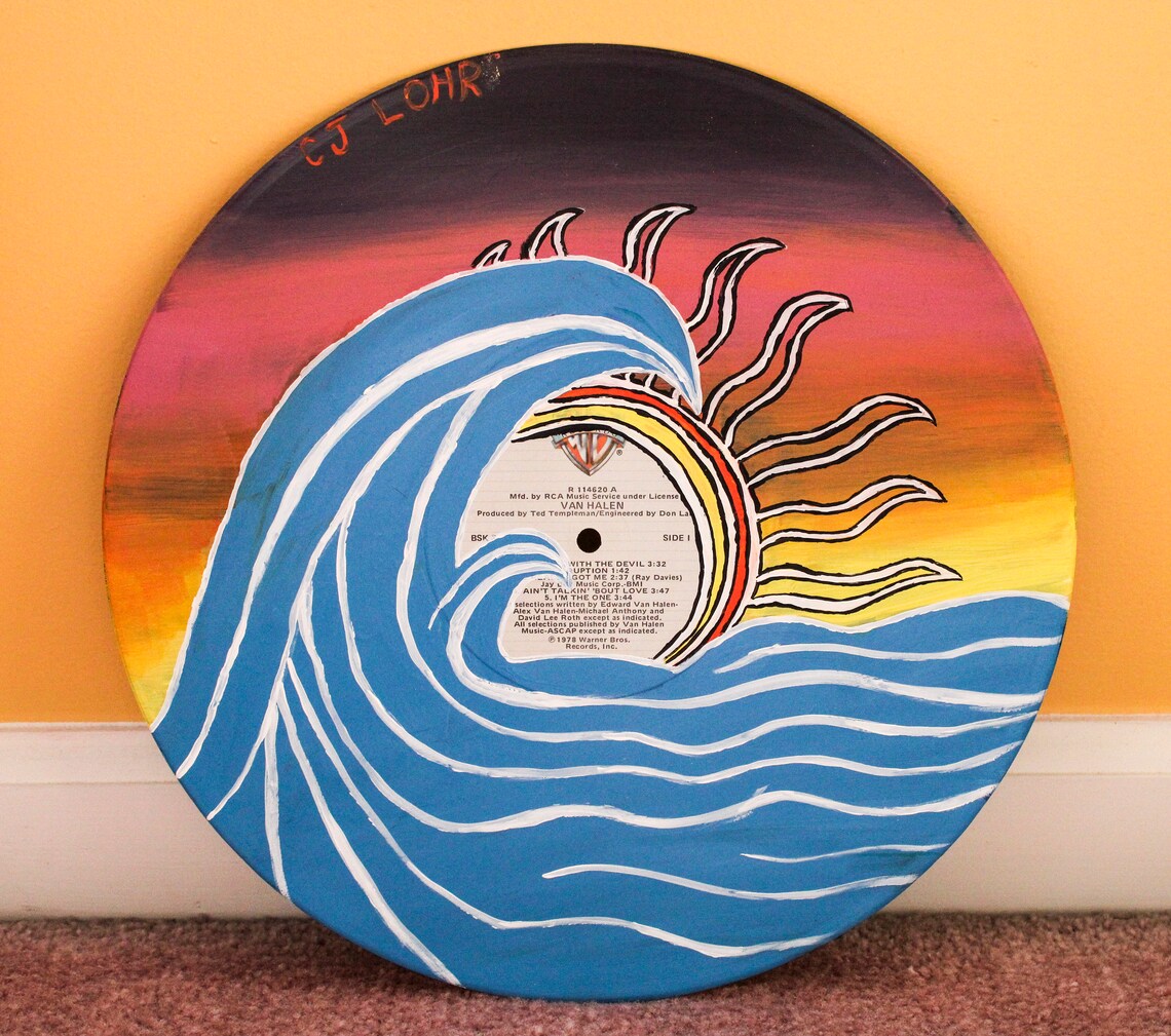 Ocean Wave Original Painted Vinyl Record | Etsy