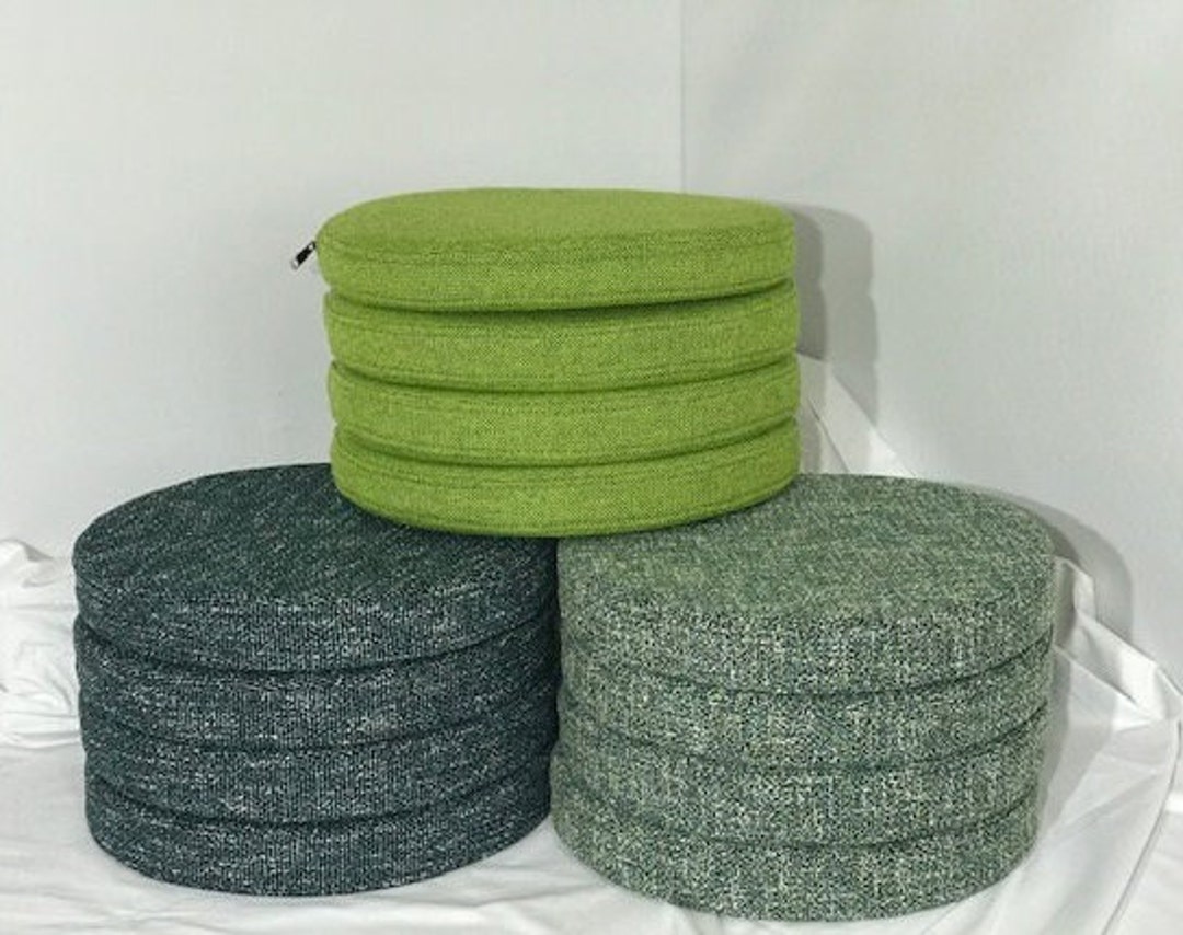 Green - Blue Footstools/round Pillows - Etsy