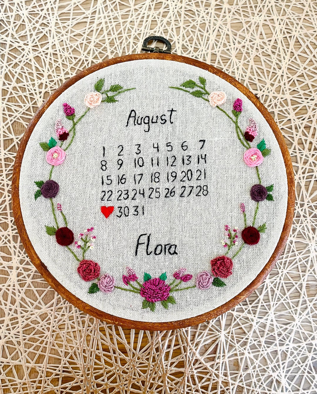 Customised Special Day Calendar Embroidery Wall Decor - Etsy